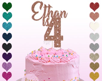 Four Cake Topper 4th Birthday Milestone Birthday Cake Topper Custom Age ...
