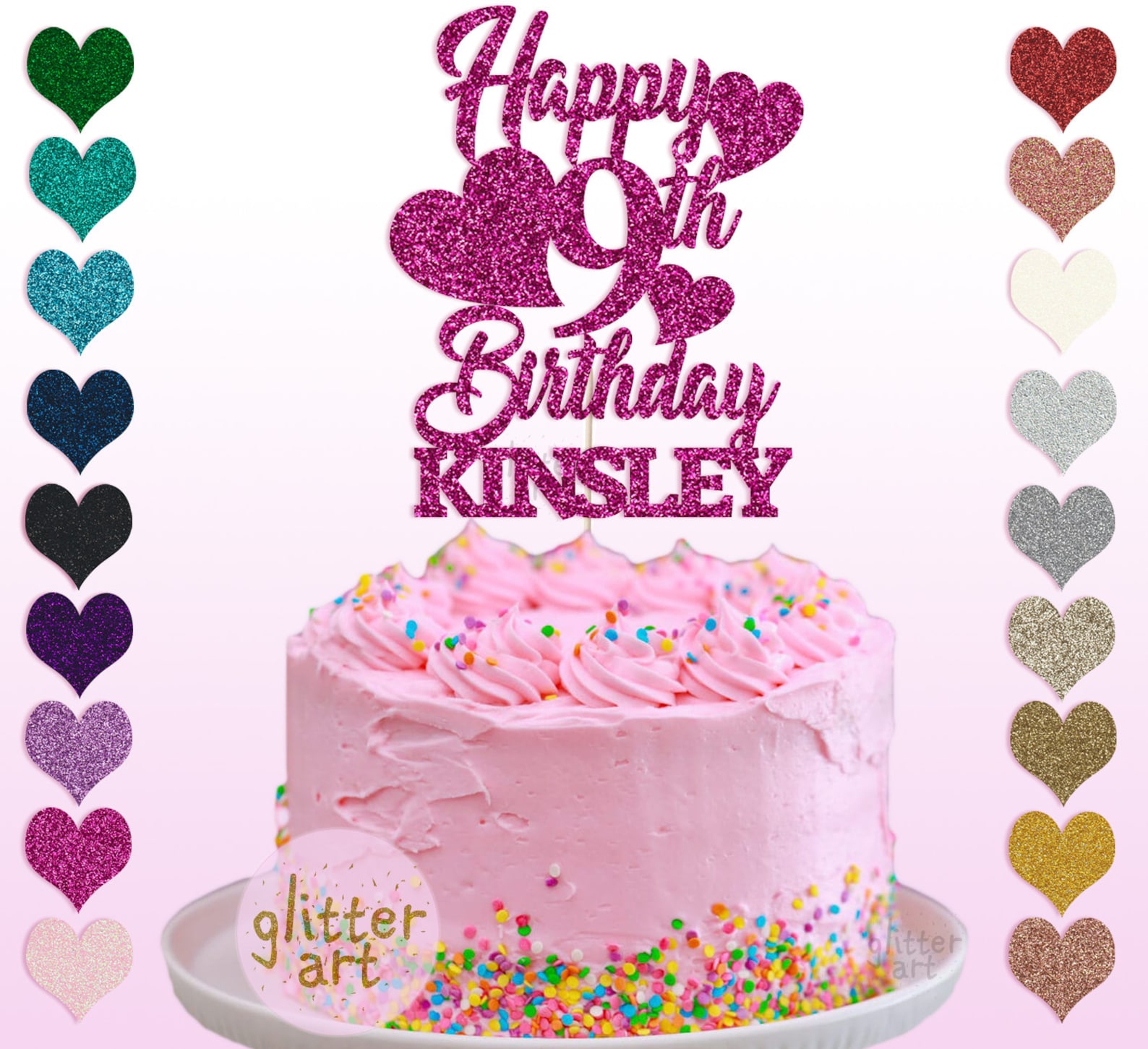 Personalised Custom Cake Happy 9th Birthday Party Topper Any | Etsy