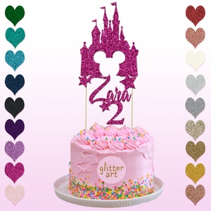 Disney Castle Cake Topper, Glitter Cake Topper, Birthday, Happy 2nd ...