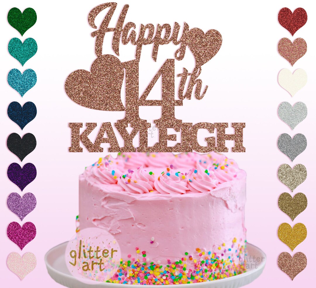 Personalised 14th Birthday Custom Cake Party Topper Any Name Any Text ...