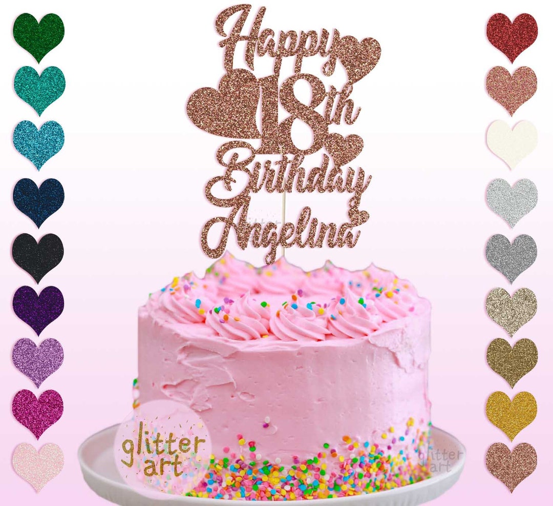 Personalised Cake Topper Happy 18th Birthday Angelina Eighteen Debut ...