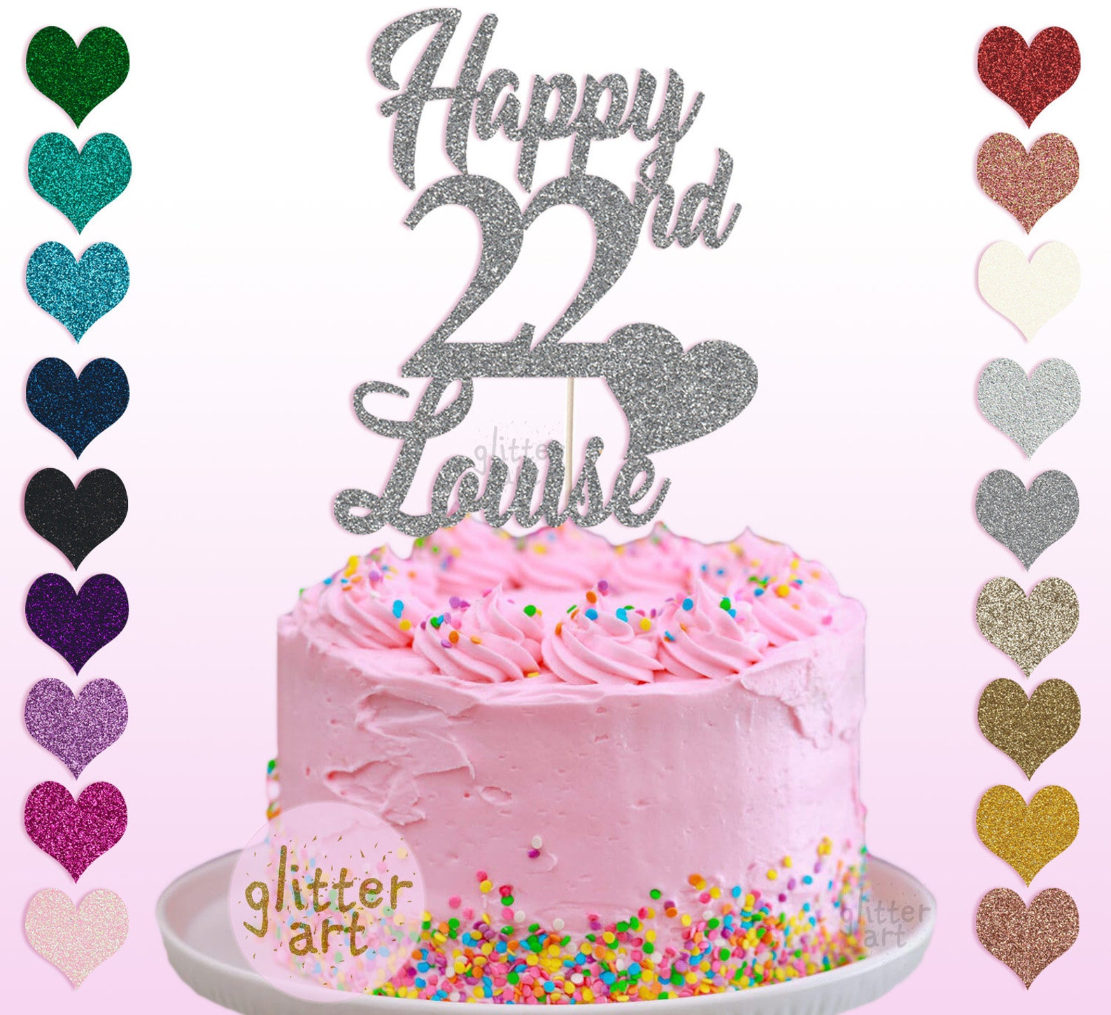 22nd Happy Birthday Cake Topper Personalised Custom Party Any | Etsy