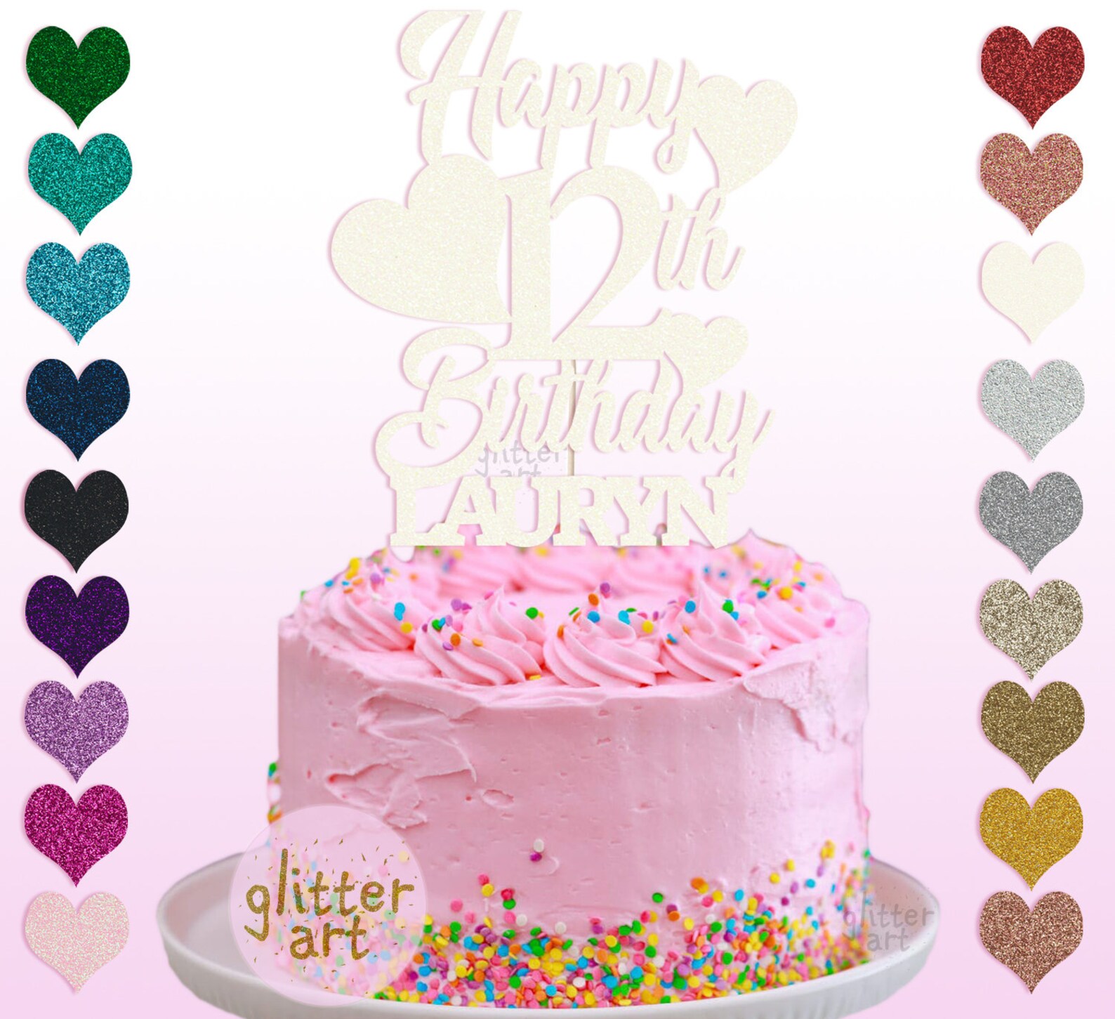 12th Birthday Personalised Custom Cake Party Topper Girl Any | Etsy