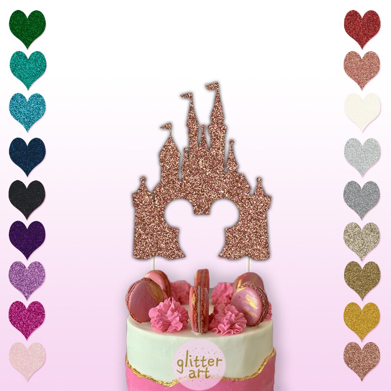 Disney Castle Cake Topper Glitter Cake Topper Birthday - Etsy