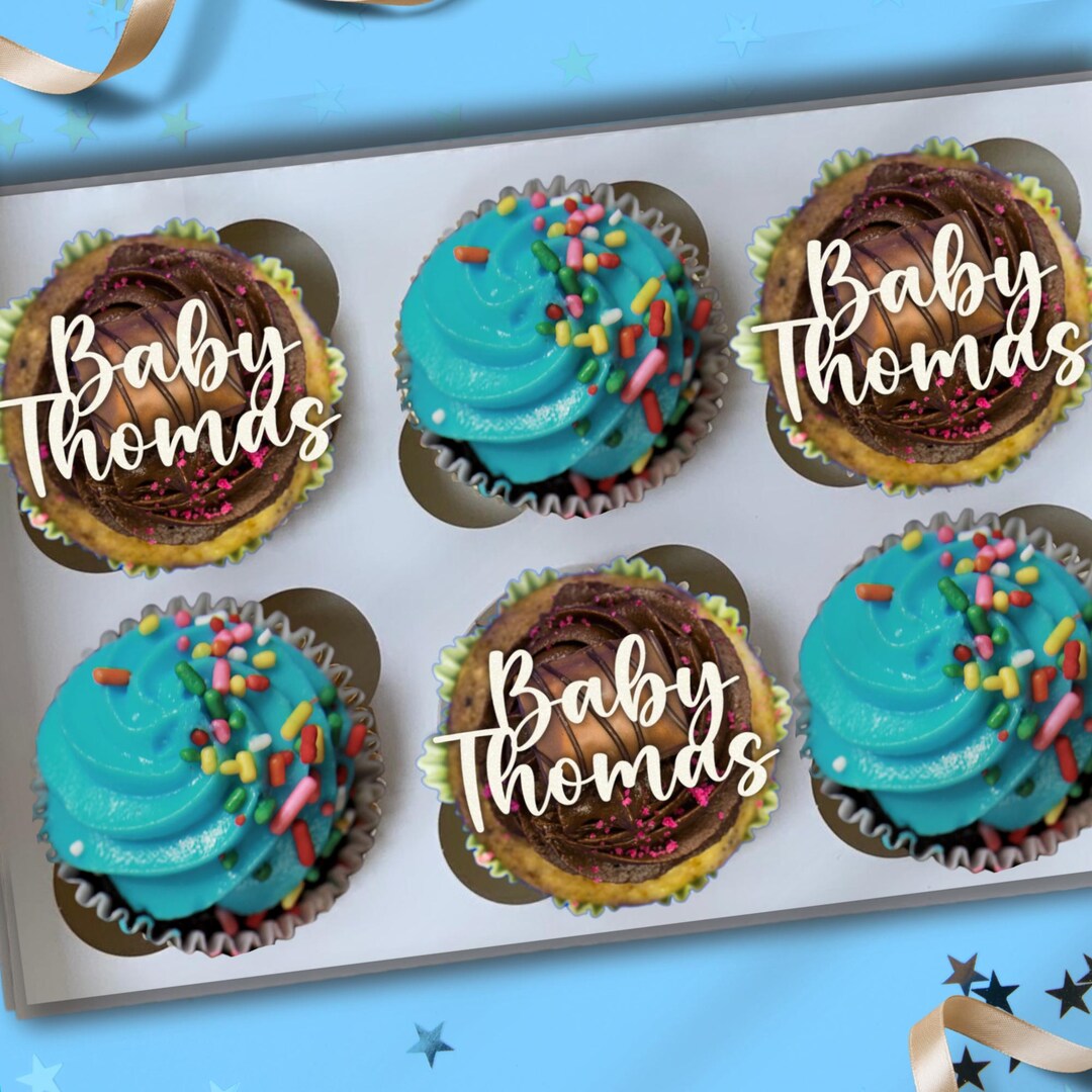 Personalised Baby Cupcake Cake Toppers, Baby Shower Cupcakes, Gender ...