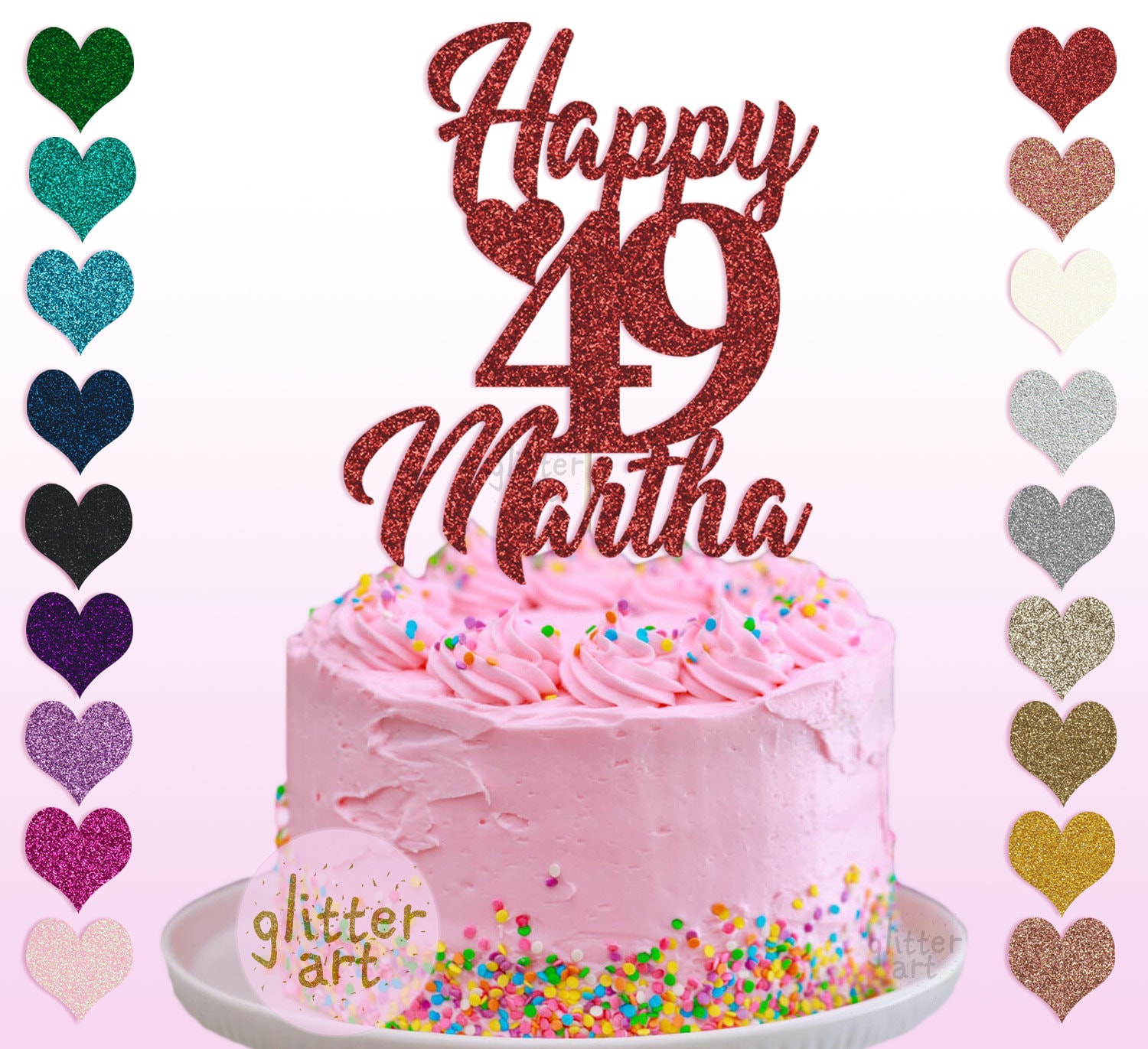 49th Birthday Cake Topper Personalised Custom Happy Party Any | Etsy