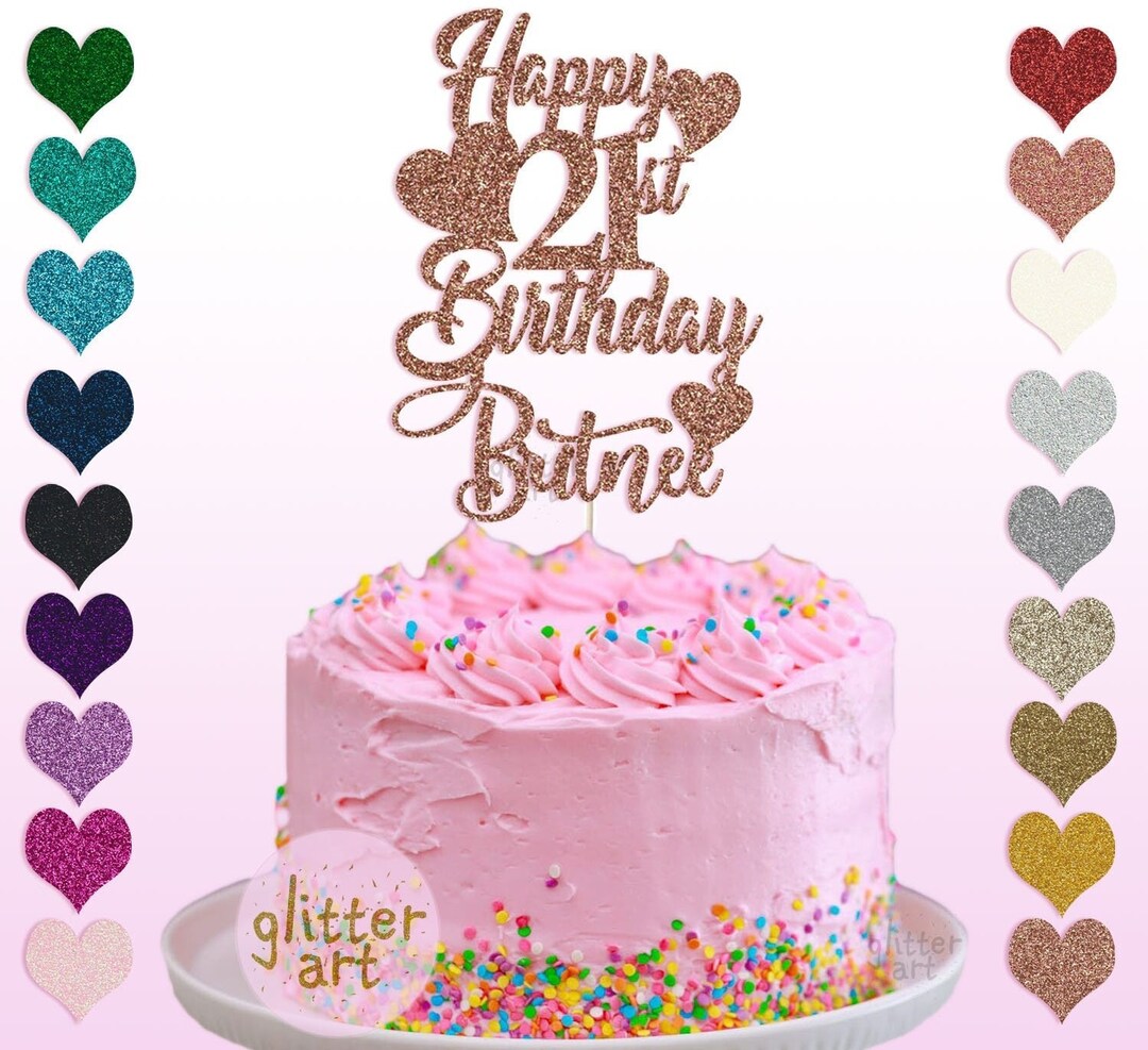 Personalisierter Happy 21st Birthday Glitter Cake Topper ...