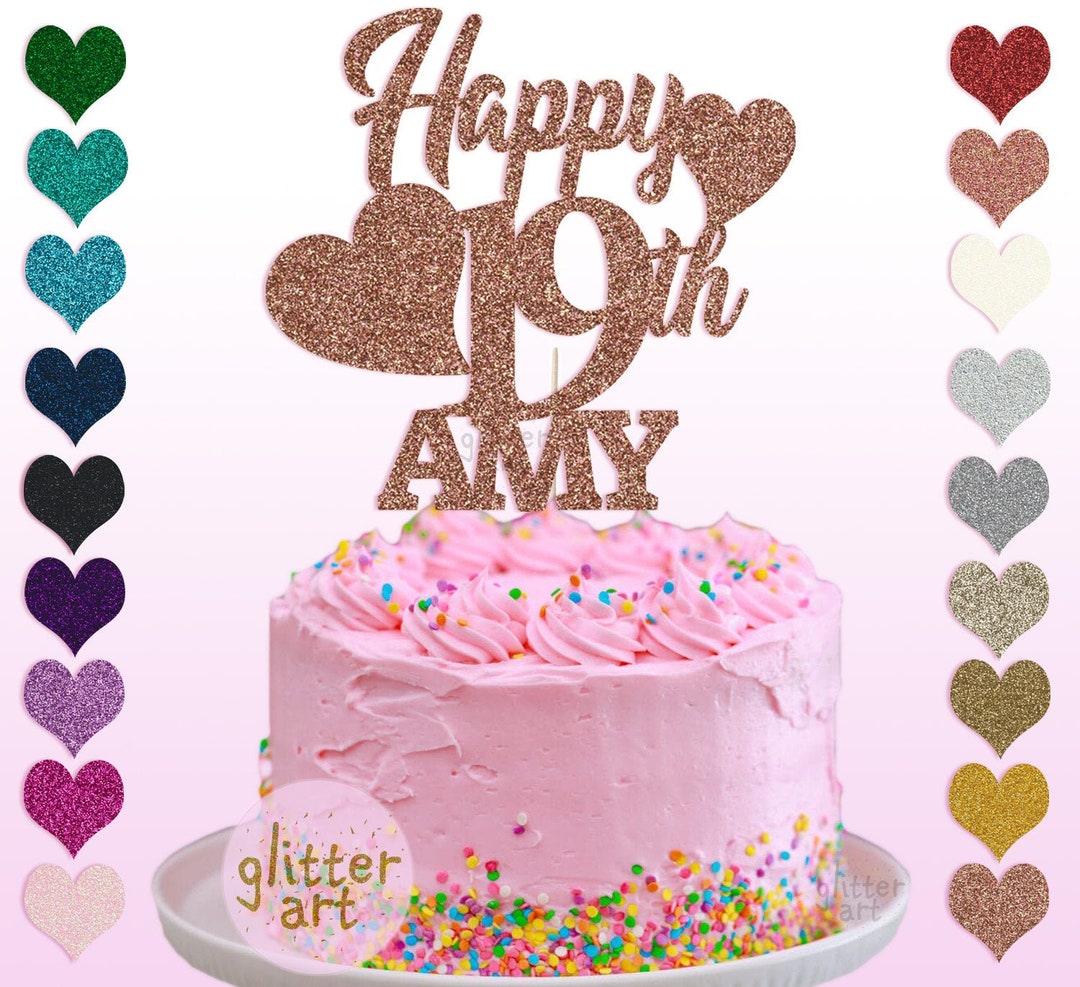 19th Happy Birthday Cake Topper Personalised Custom Party Any Name ...