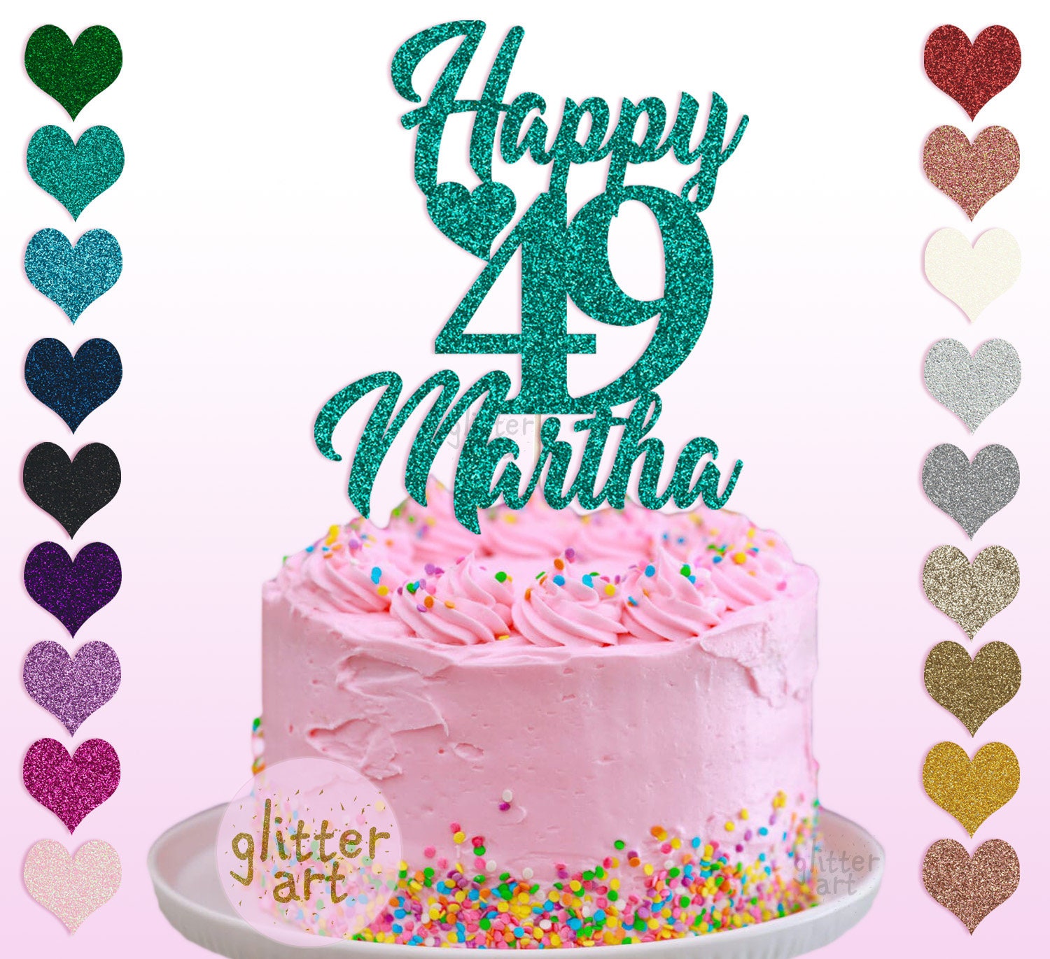 49th Birthday Cake Topper Personalised Custom Happy Party Any | Etsy