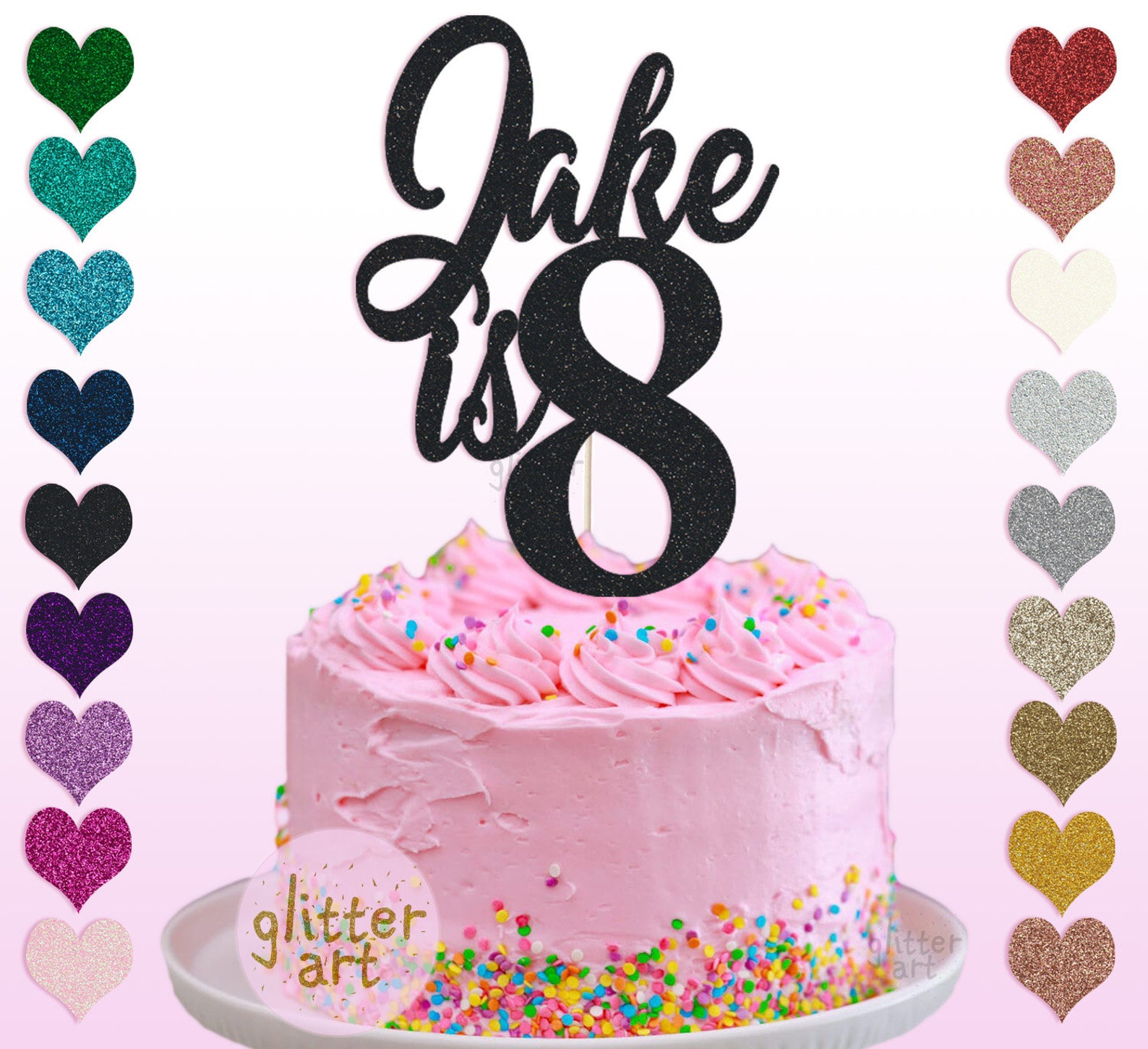 8th Birthday Cake Topper Personalised Custom Happy Party Any | Etsy