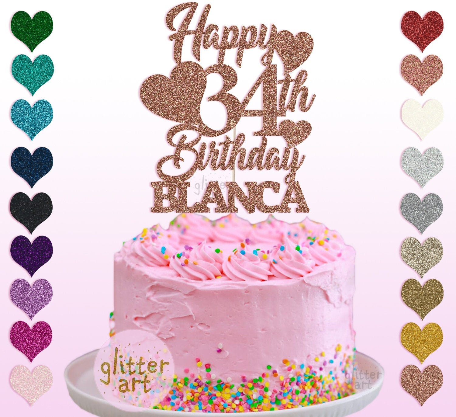 Personalised Custom Cake Happy 34th Birthday Party Topper Any | Etsy