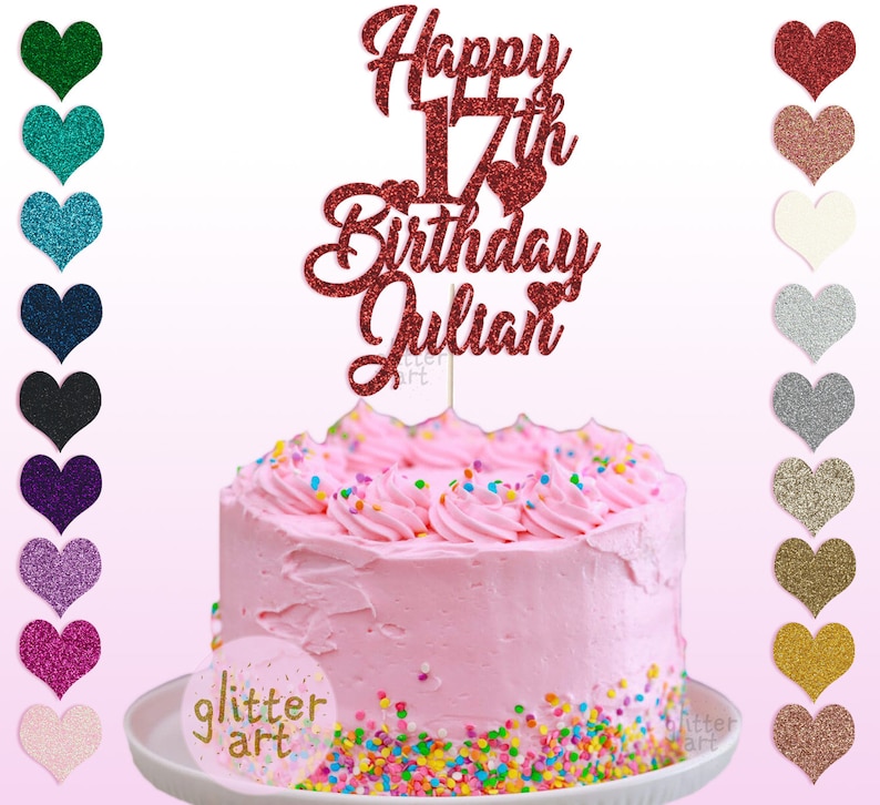 17th Birthday Custom Personalised Cake Topper Happy 16th 15th | Etsy