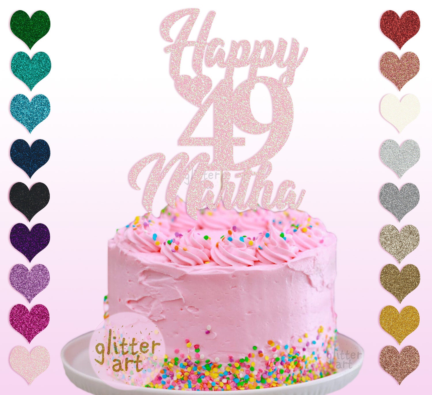 49th Birthday Cake Topper Personalised Custom Happy Party Any | Etsy