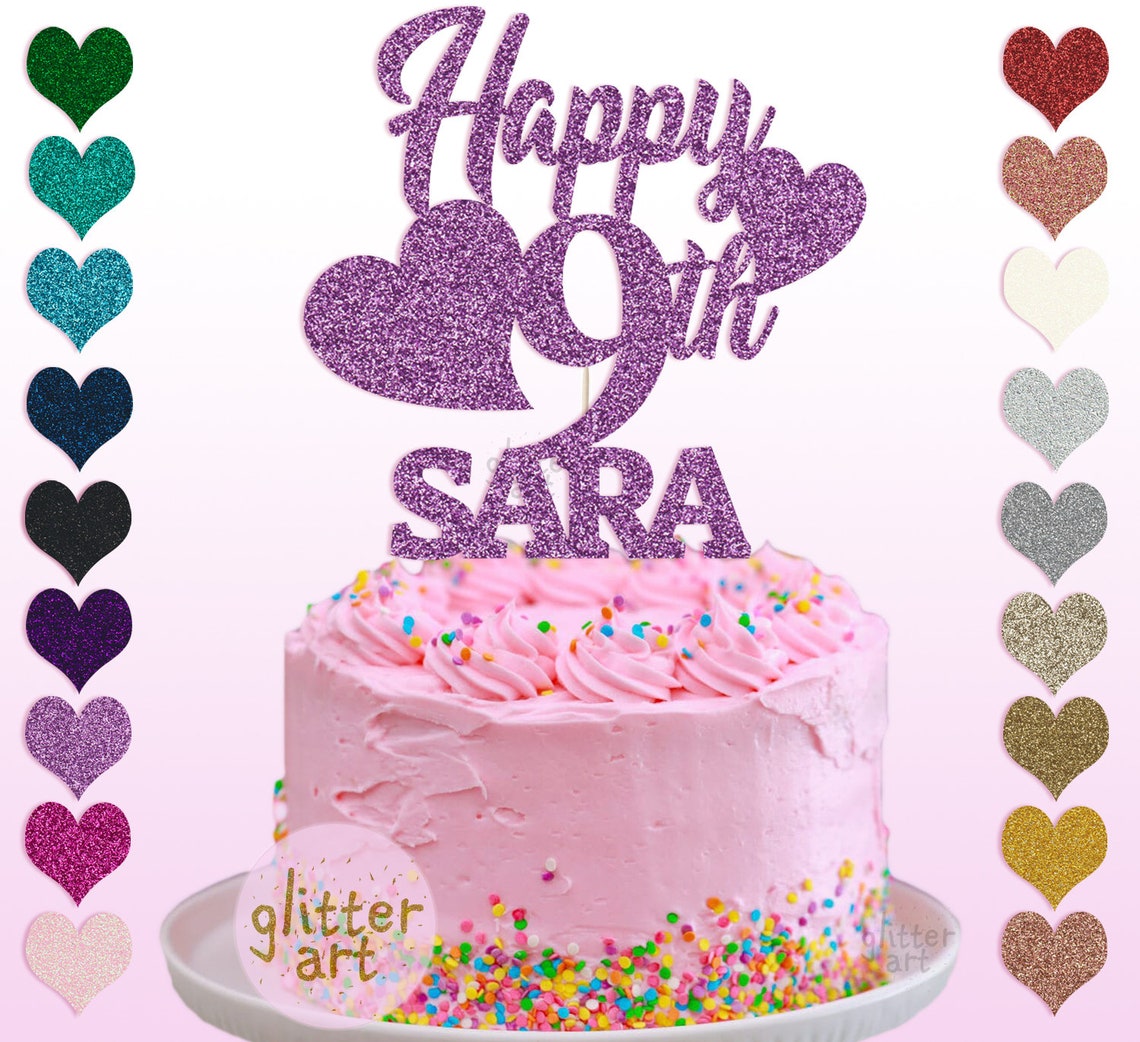 Happy 9th Birthday Personalised Custom Cake Party Topper Girl | Etsy