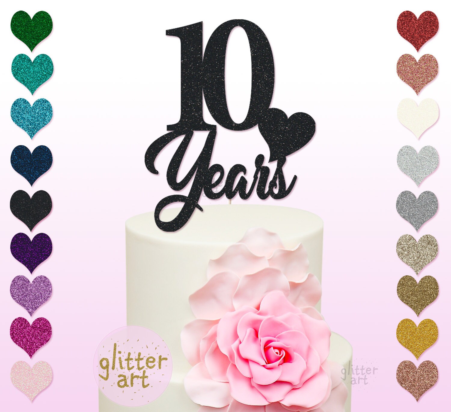 10 Years Anniversary Cake Topper Personalised Custom Wedding Any Name ...