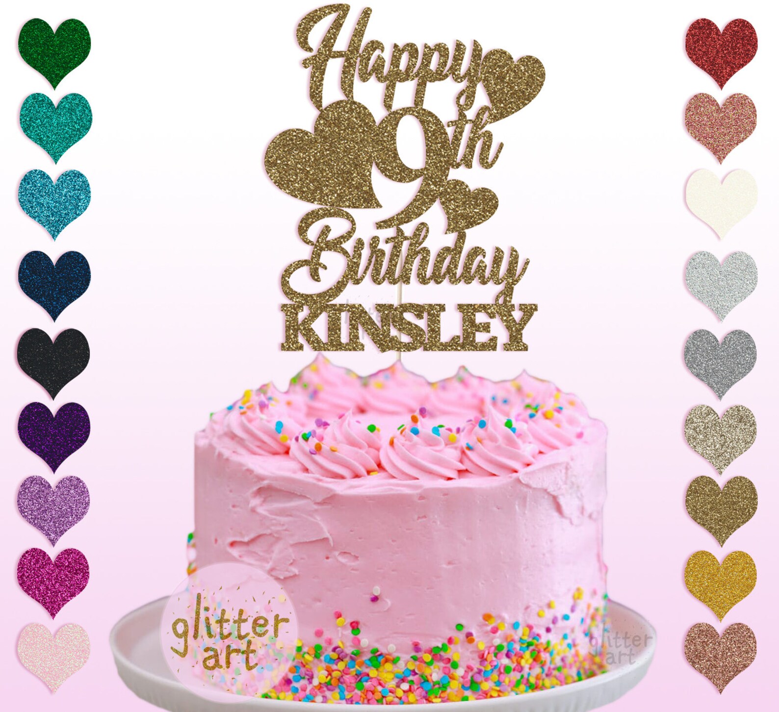 Personalised Custom Cake Happy 9th Birthday Party Topper Any - Etsy