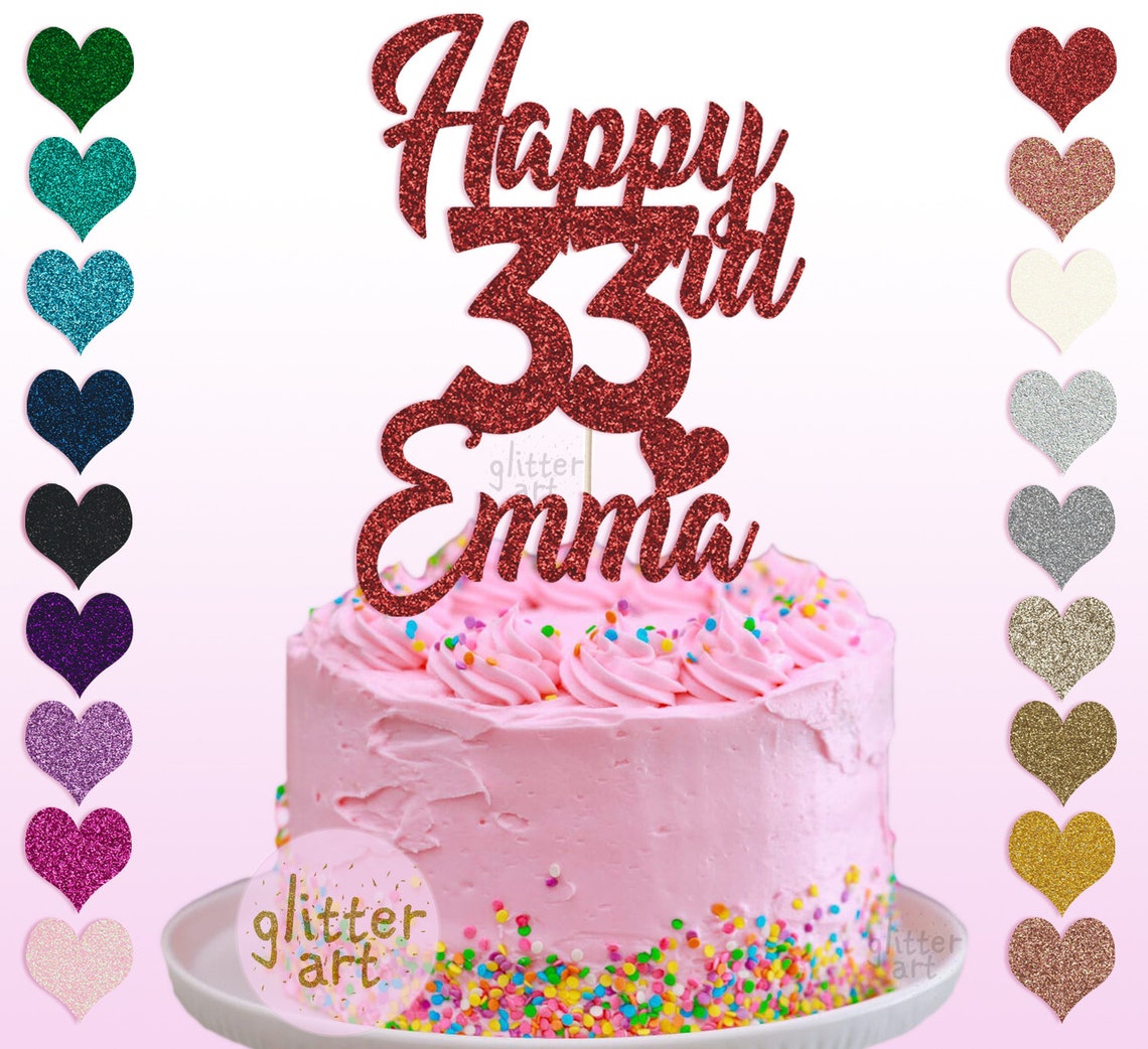 33rd Personalised Birthday Custom Cake Party Topper Gold Any | Etsy