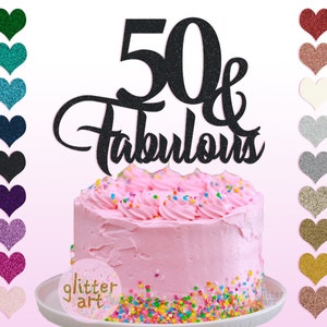 Personalised Glitter Cake Topper, Custom 50 & Fabulous Cake Topper ...