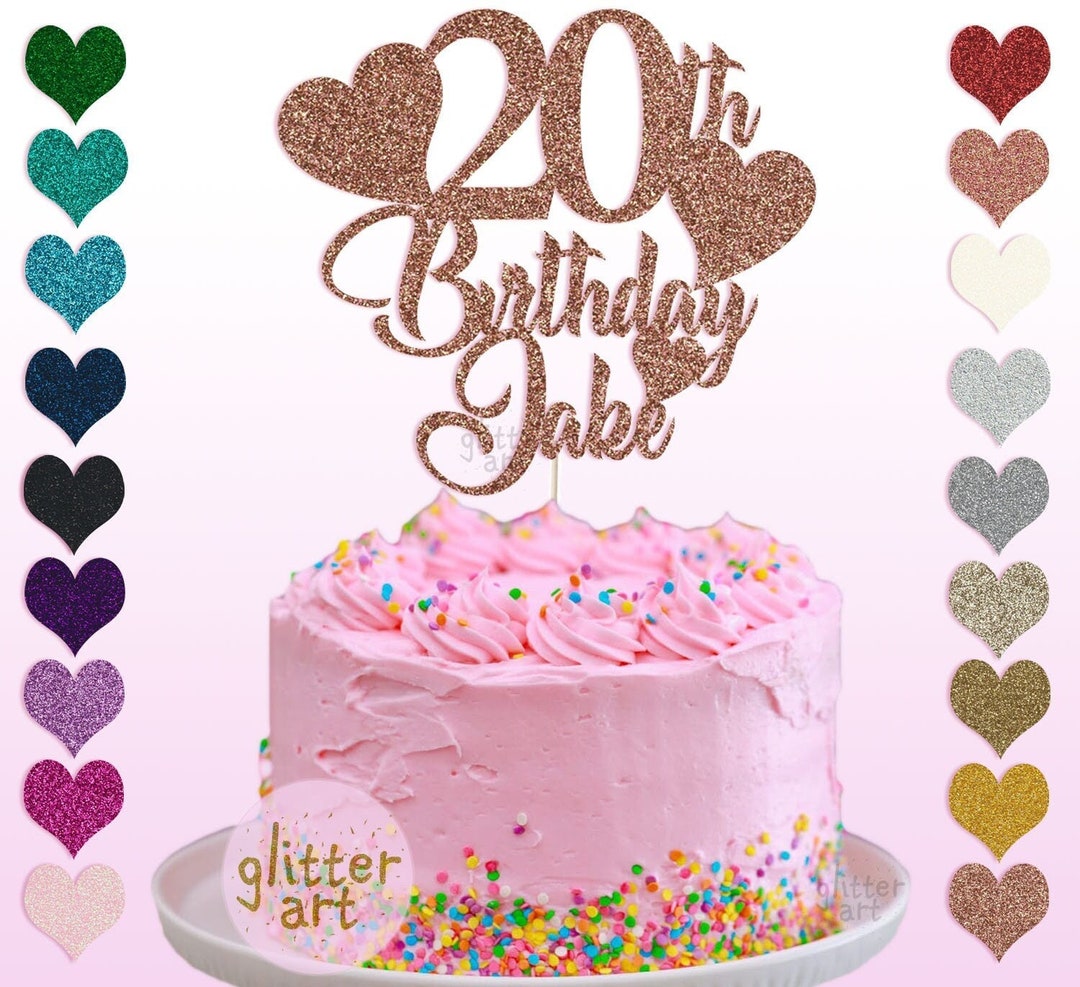 Personalised Custom Glitter Cake Topper 20th Birthday Jake Twenty Man ...