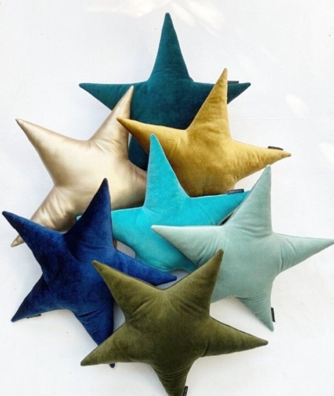 Star Shaped Cushion, Velvet, Medium, Mustard, Yellow/gold, Navy/royal ...