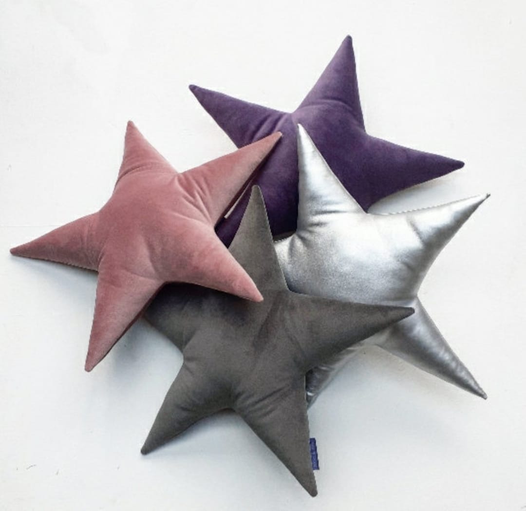 Star Shaped Cushion, Velvet, Blush Pink, Grey, Purple, Gift, Silver ...