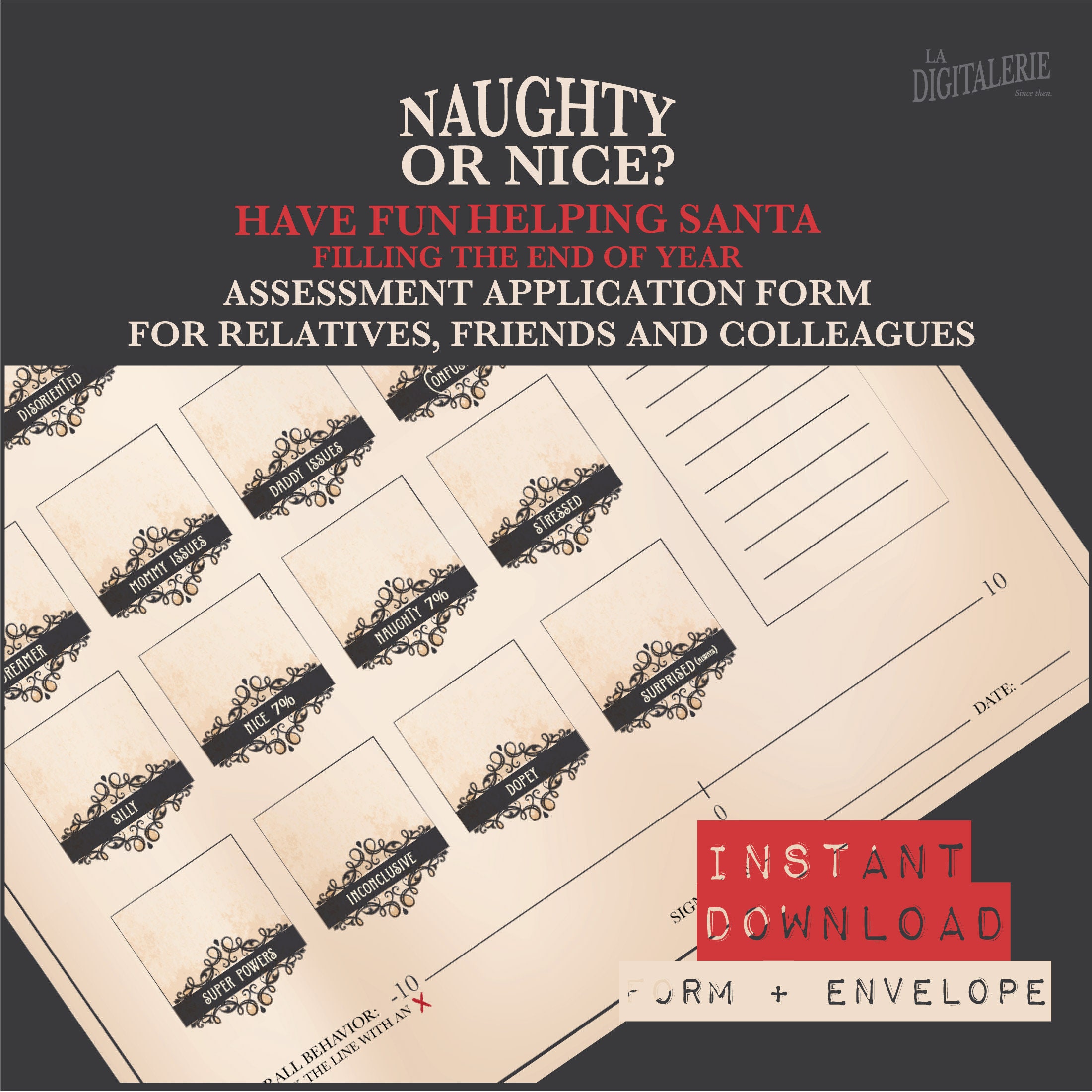 PRINTABLE FUNNY VINTAGE Christmas Letter Naughty Nice instant Download ...