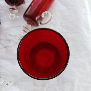 5 Hand Blown Red Cordial Glasses| Rich Dark Red Liqueur Aperitif ...