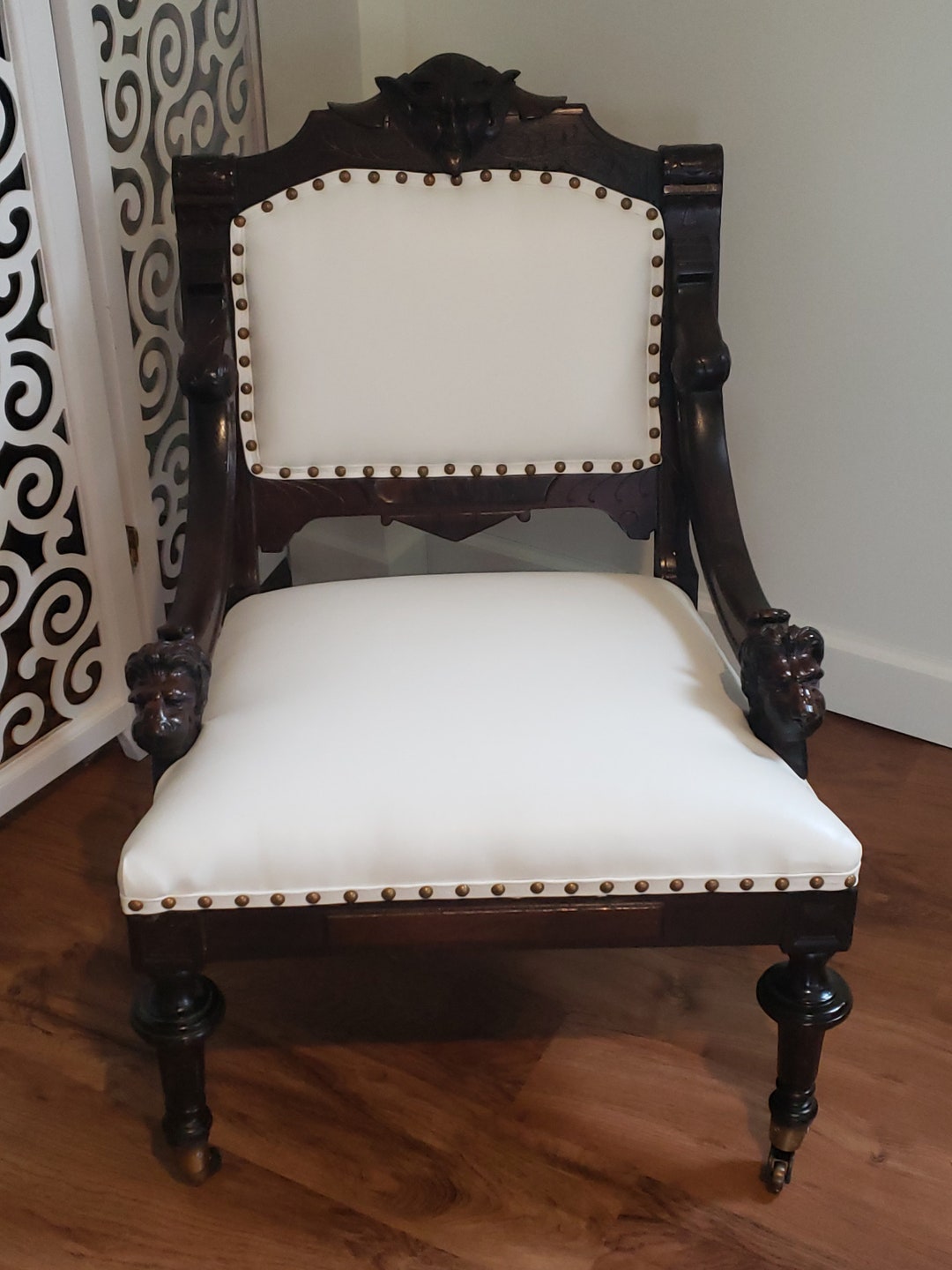 RARE Antique Chair With Lion Head Arms| Victorian Chair With Gothic ...