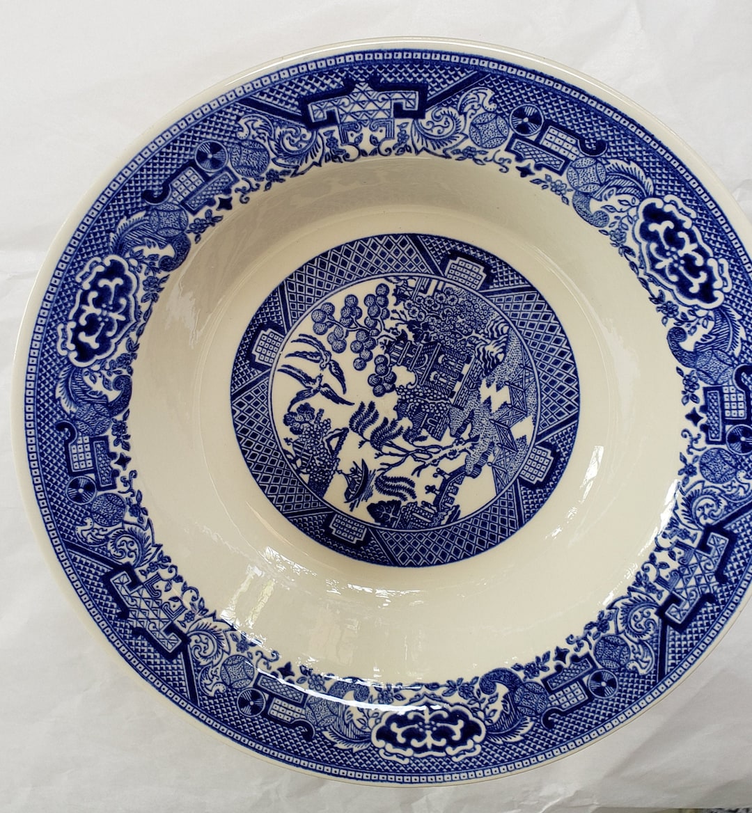 Vintage Unmarked Willow Ware Blue & White 9 1/4 Diameter Bowl - Etsy