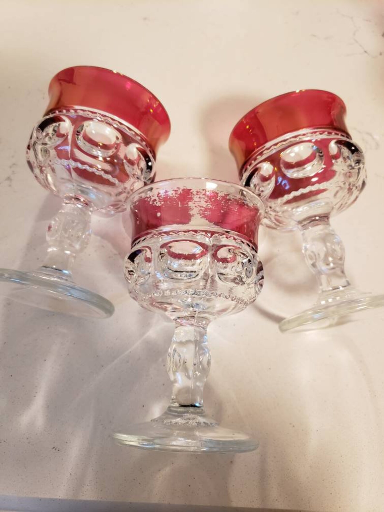 King Crown Thumbprint Ruby Flash Water Goblets Vintage Kings | Etsy