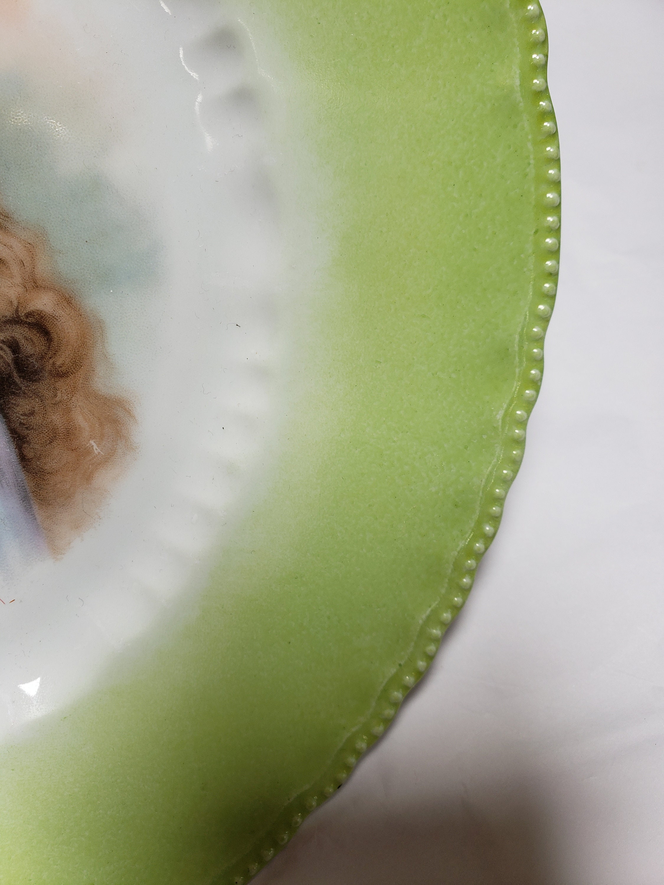 Vintage Art Portrait Plate Victoria Austria With Green Border | Etsy