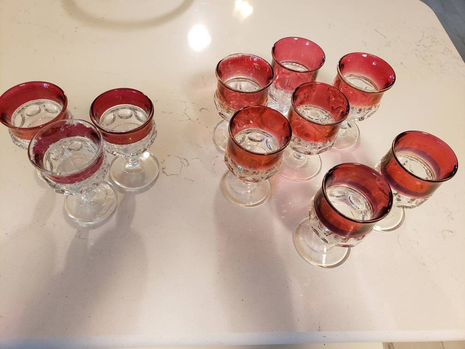 King Crown Thumbprint Ruby Flash Water Goblets Vintage Kings | Etsy