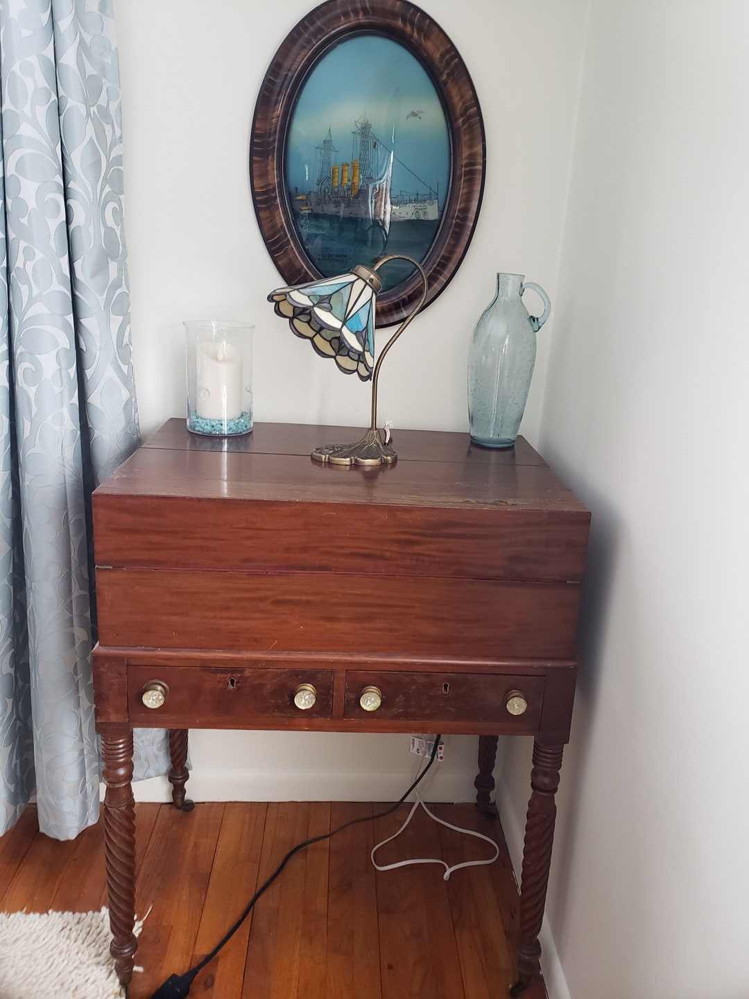 Antique Sloped Writing Desk| Maritime Desk| Antique Campain Desk ...
