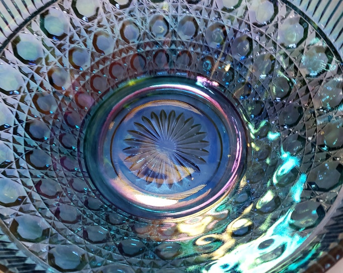 Indiana Glass Blue Carnival Bowl in the Windsor Pattern| Vintage Blue ...