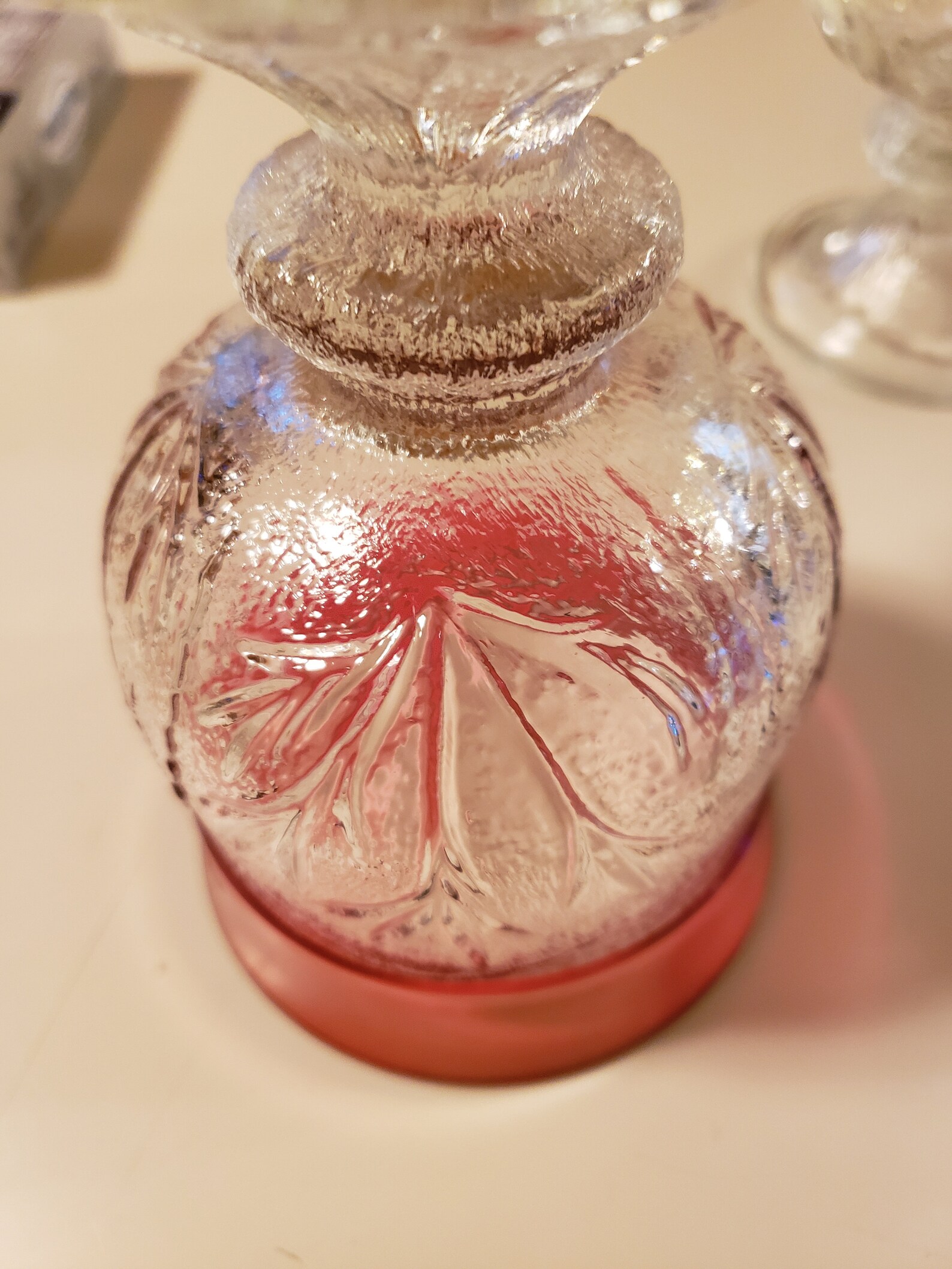 4-vintage Indiana Glass Ruby Rim Pebble Leaf Frosted Glass | Etsy