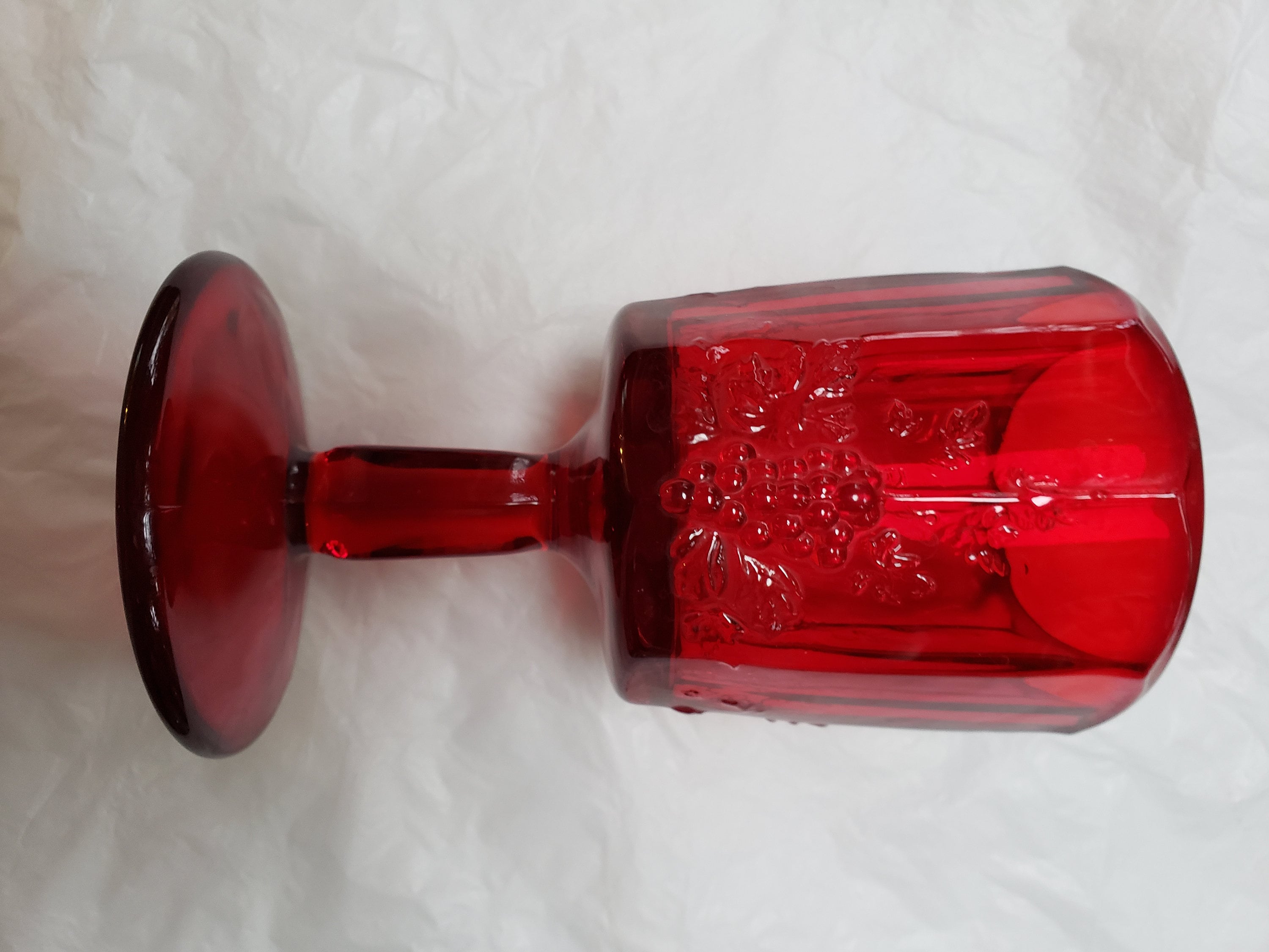 Fenton / L.G. Wright Ruby Red Glass Grapes Water Goblet 1940's - Etsy