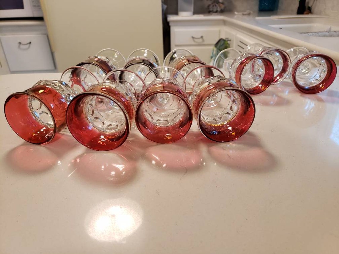 King Crown Thumbprint Ruby Flash Water Goblets Vintage Kings | Etsy