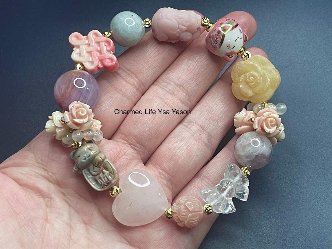 Dainty, Pastel Good Luck Charm Piyao, Maneki Neko, Yellow Jade, Peony ...