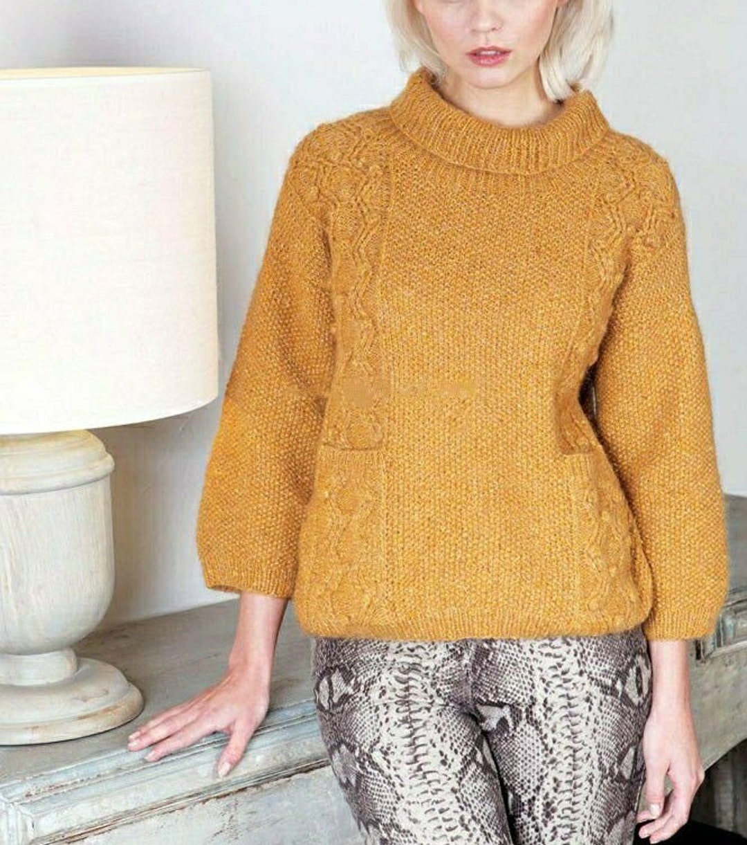Pdf Knitting Pattern Bobble and Cable Jumper/women's Ladies Cable ...