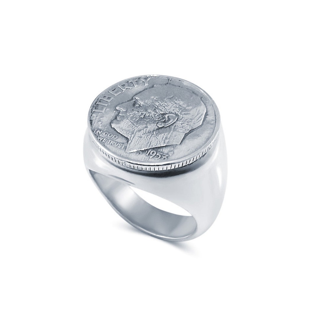 Silver Dime Ring, Vintage 1945 to 1965 USA Silver Dime Soldered to a ...
