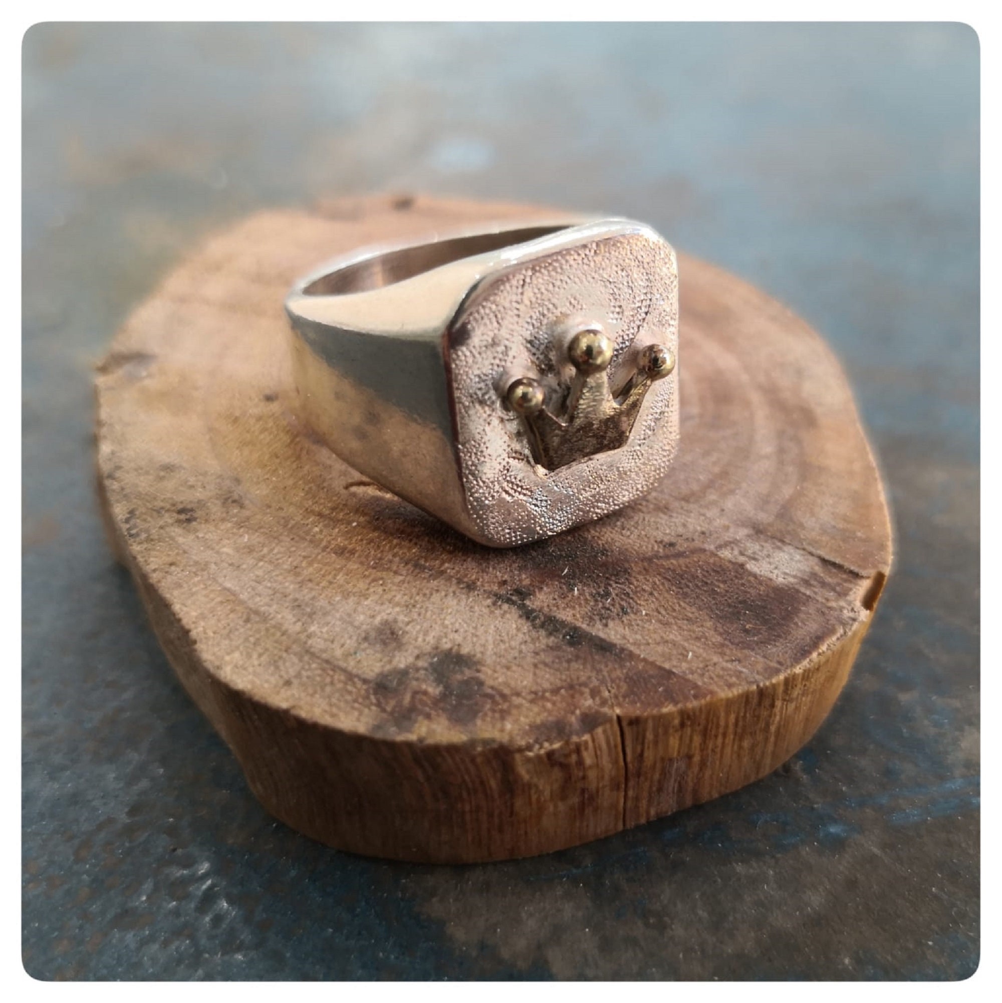 Royal Crown Ring Handmade Sterling Silver Signet Ring, Hammered Ring - Etsy