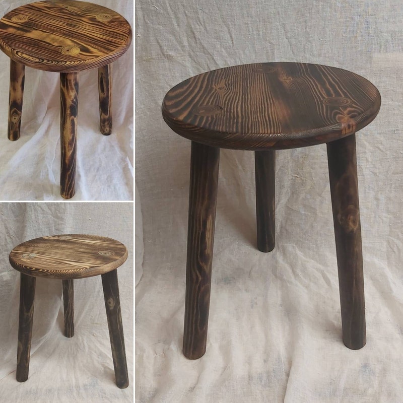Rustic Wood Tripod Stool - Etsy UK
