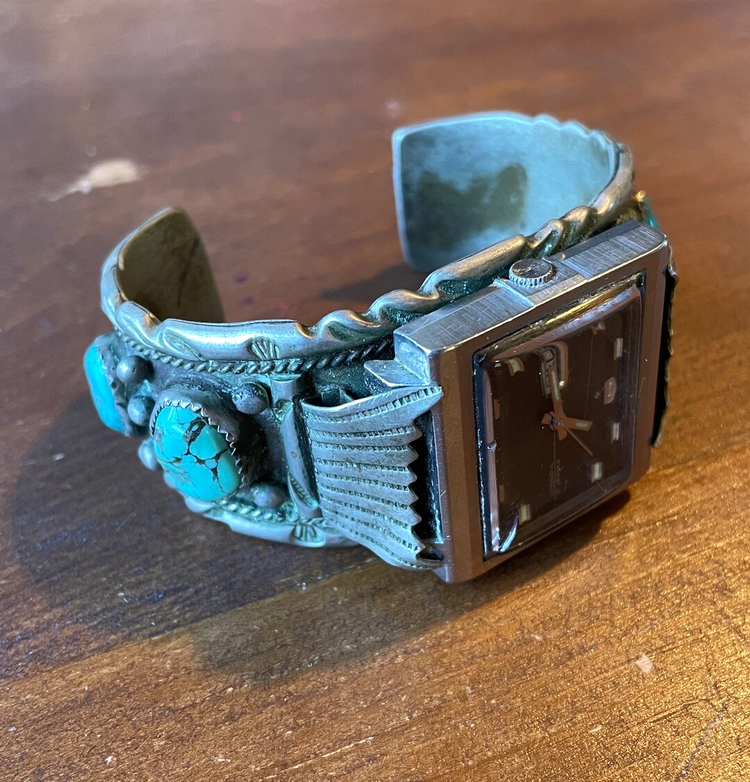 Incredible 1970 Vintage Turquoise Cuff With Japanese Seiko Watch - Etsy