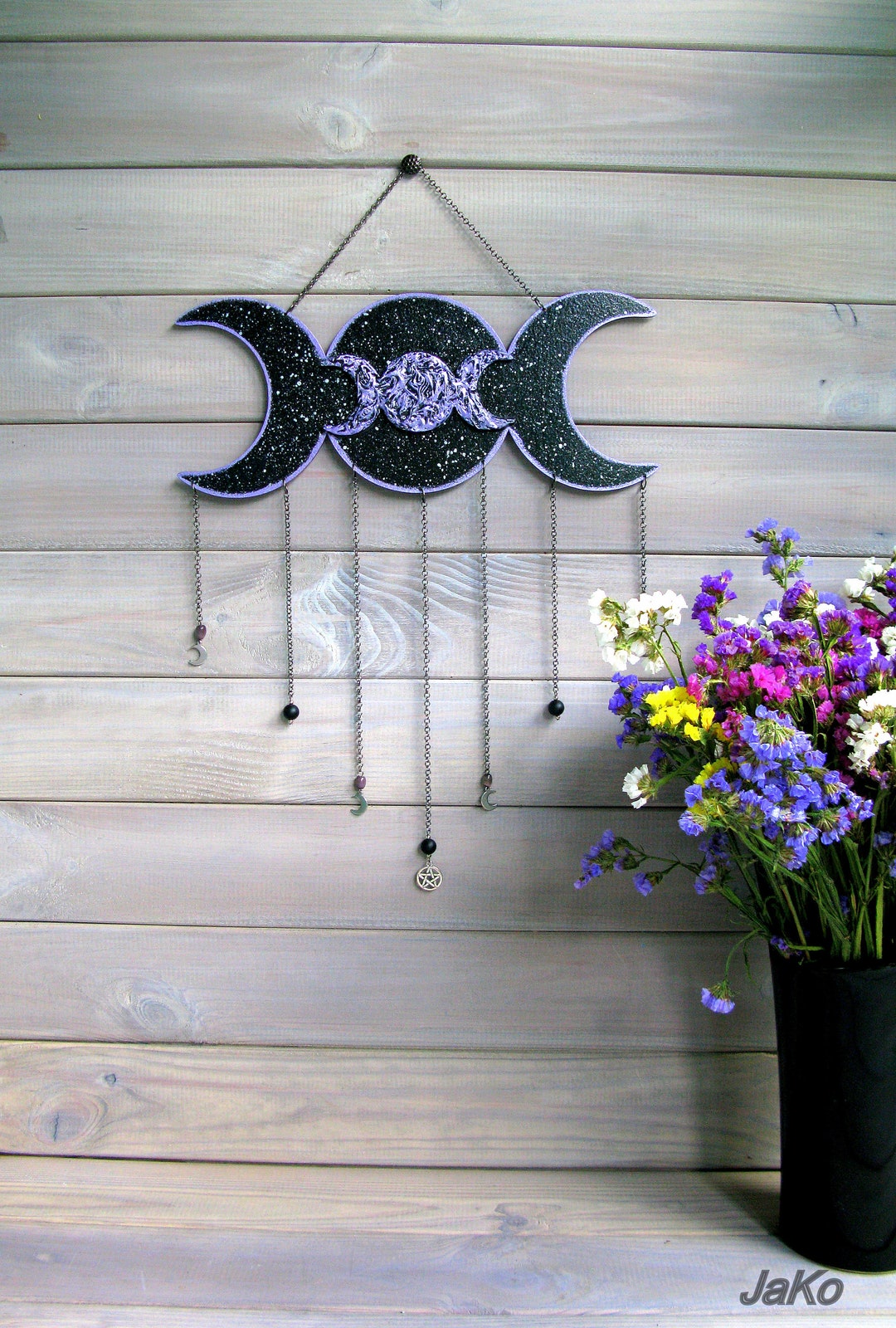 Triple Moon Goddess Wall Hanging/wiccan Decor/pagan Decor/moon Phases ...