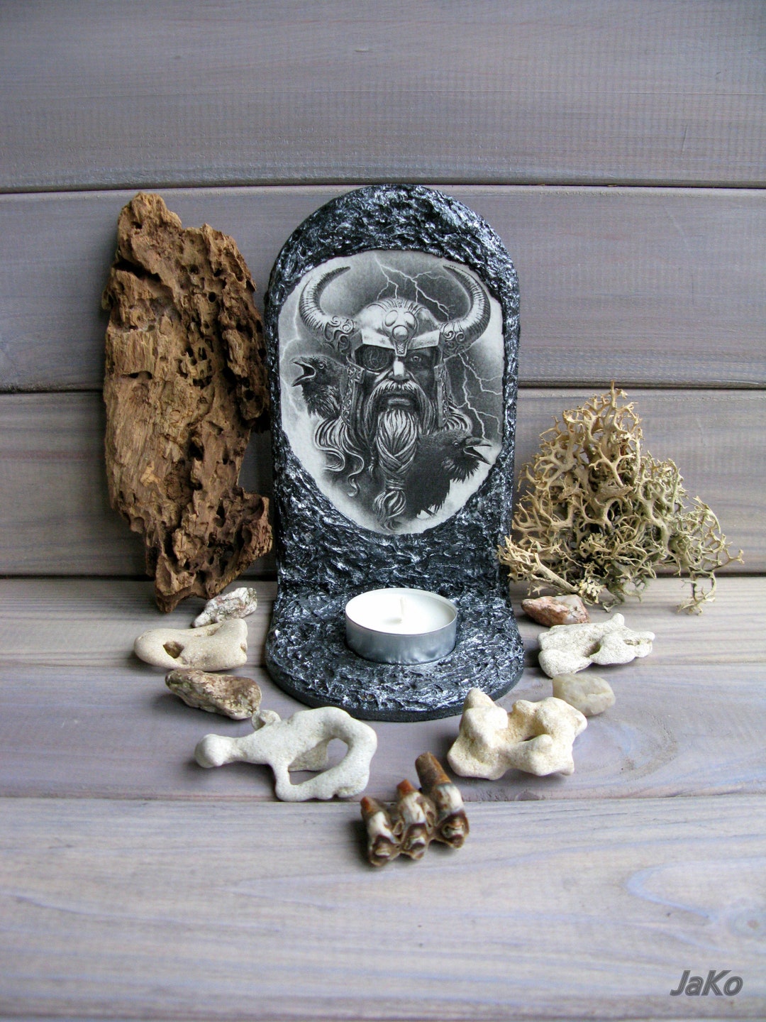 Odin Candles Holder/odin Altar/pagan Decor/norse Gods Altar/pagan Altar ...