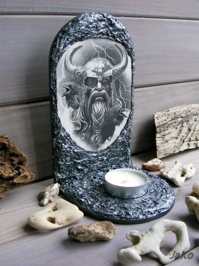 Odin Candles Holder/odin Altar/pagan Decor/norse Gods | Etsy