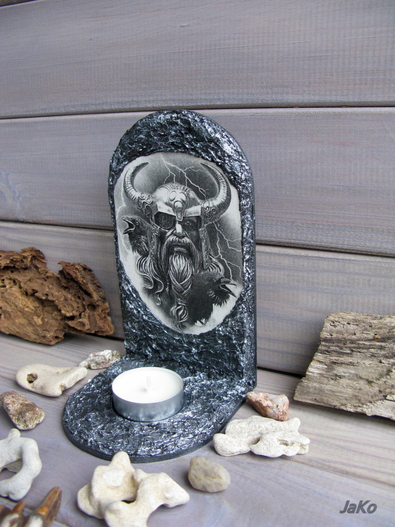 Odin Candles Holder/odin Altar/pagan Decor/norse Gods - Etsy