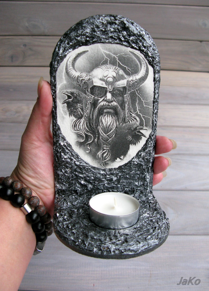 Odin Candles Holder/odin Altar/pagan Decor/norse Gods | Etsy