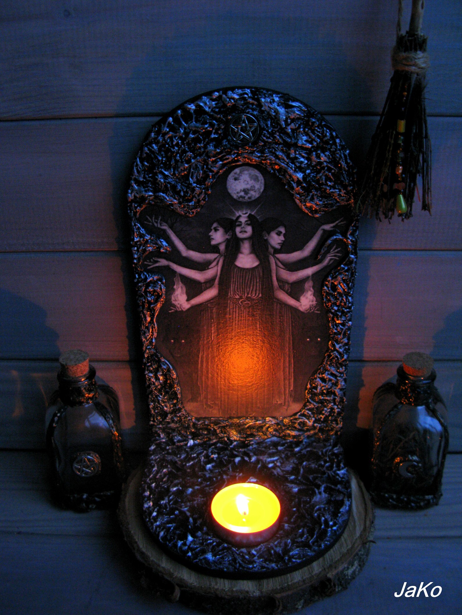 Large Hecate Altar Candles Holdergoddess Of Witchcraft Magic Etsy