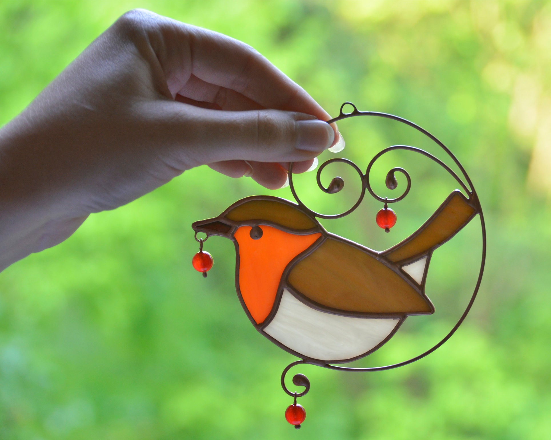 Stained Glass Bird Robin Suncatcher Window Hangings - Etsy UK